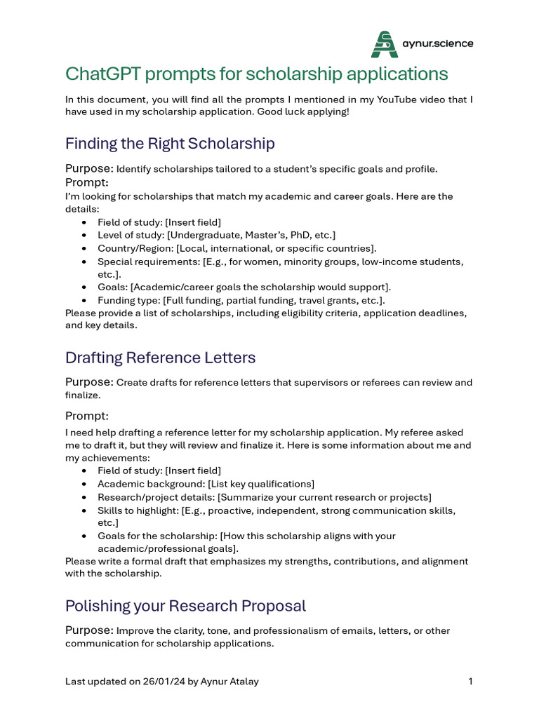 ChatGPT Prompts Scholarship Application | PDF | Cognition