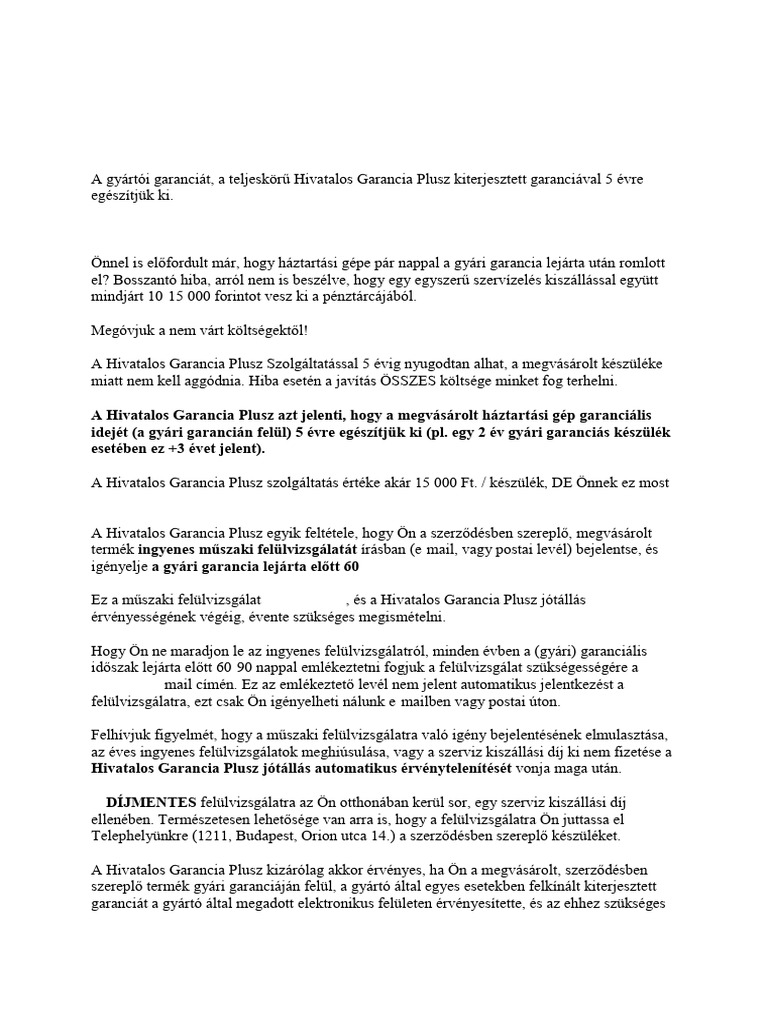 Hivatalos Garancia Plusz | PDF