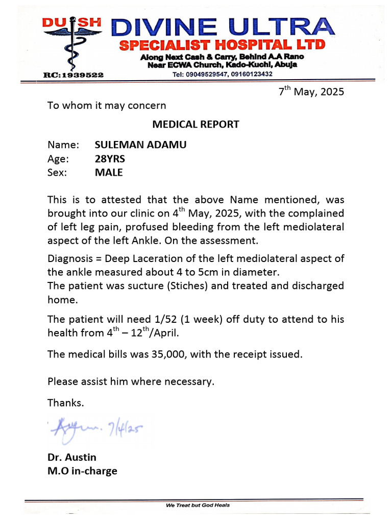 Medical Report | PDF
