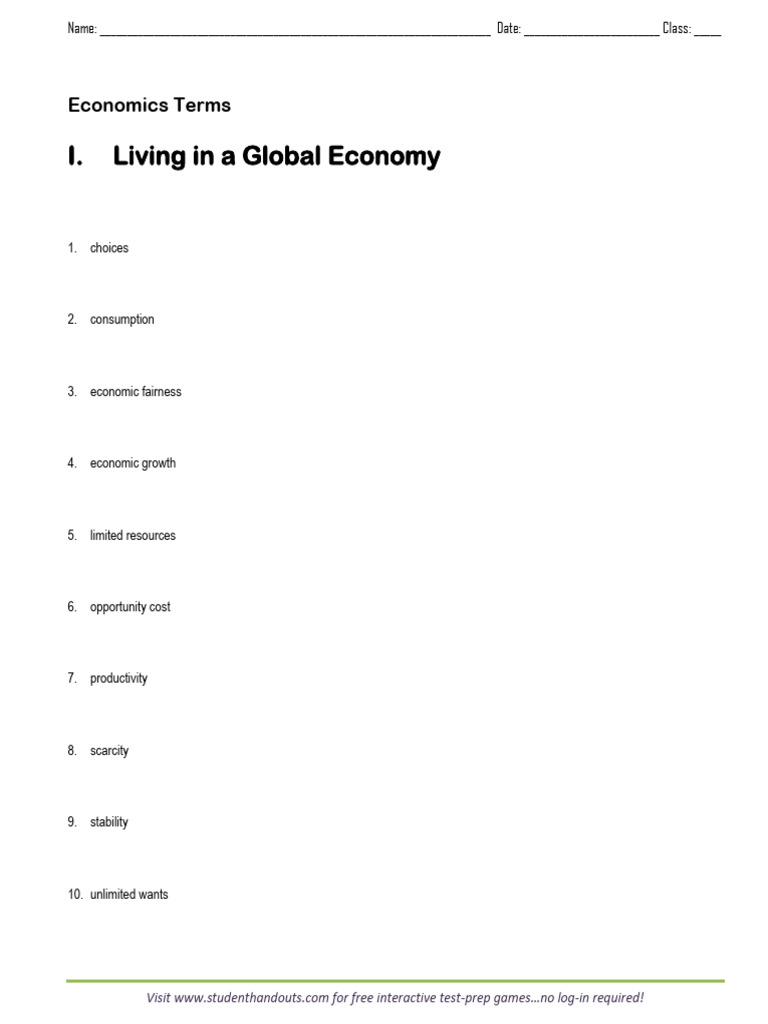 Key Economics Terms Explained | PDF