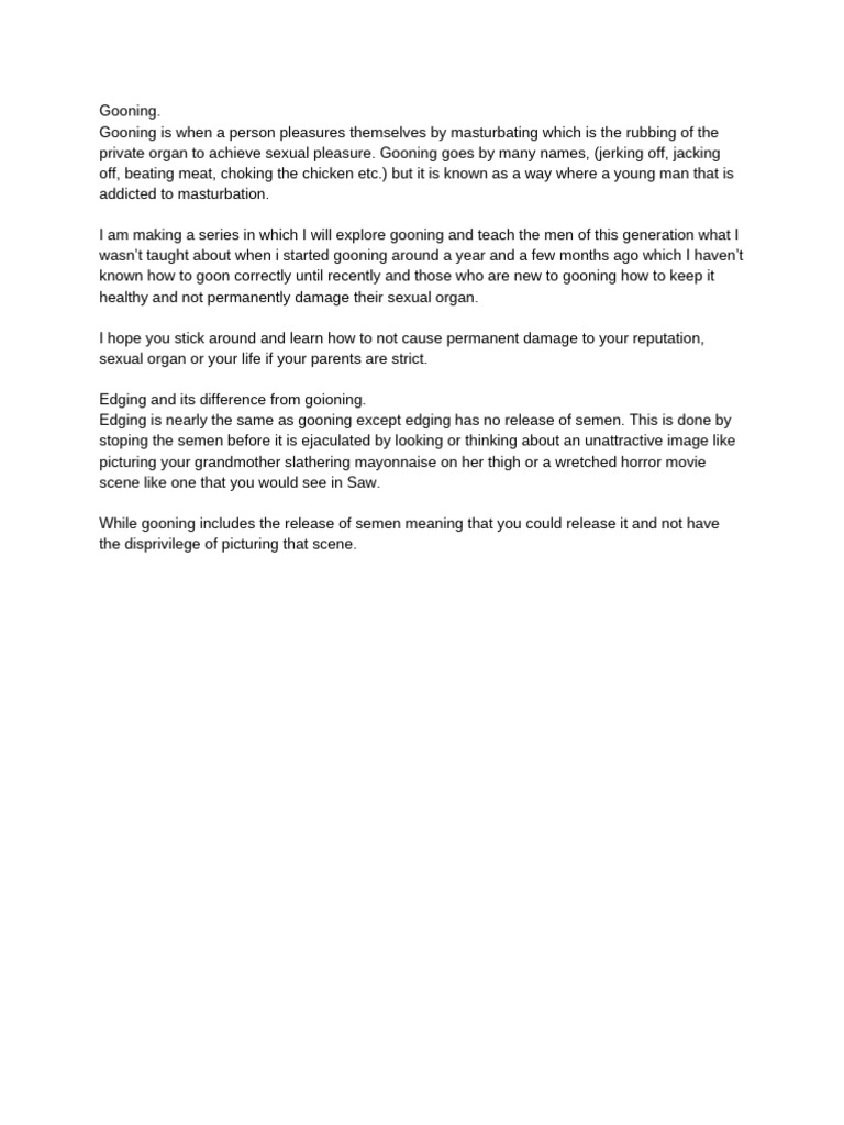 Gooning 101: A Guide to Healthy Practices | PDF