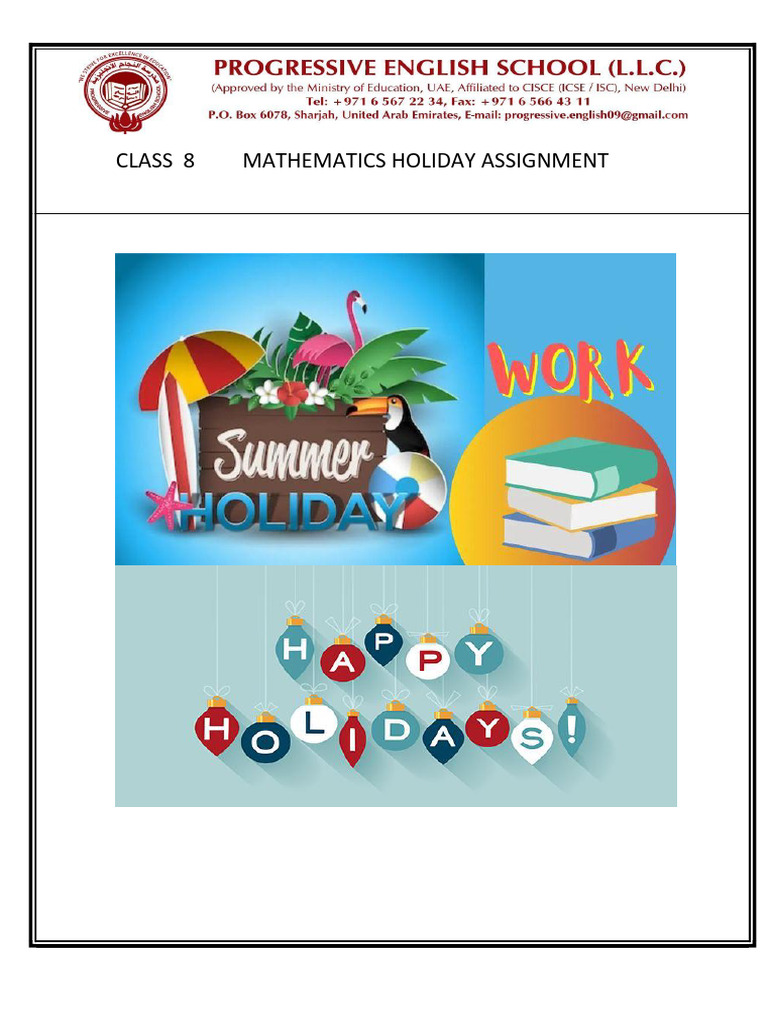 Grade8 Holiday Assignment Maths | PDF | Numbers | Mathematics