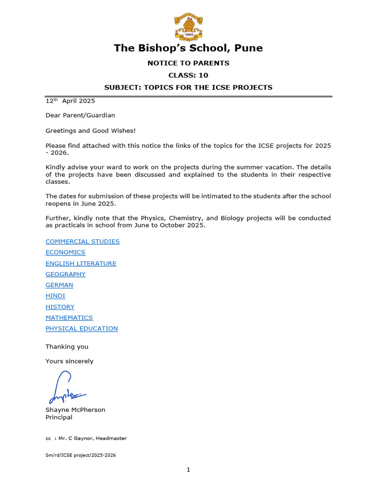 12042025013057notice - Topics For Icse Projects | PDF