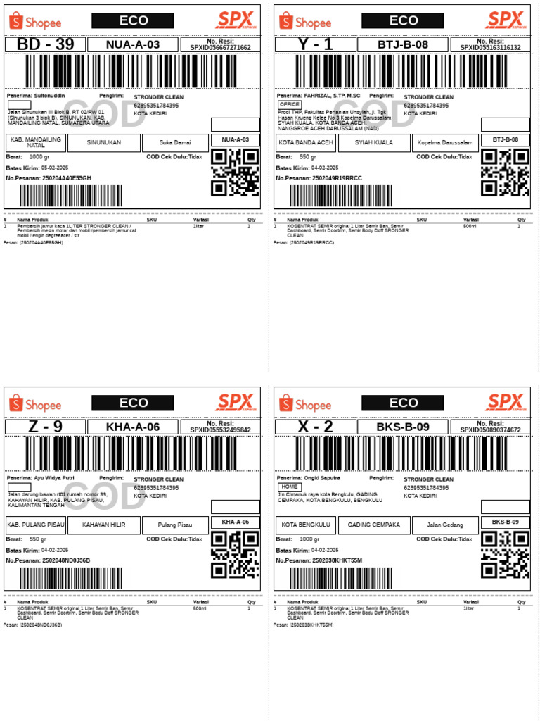 Contoh Pembuatan Resi Online Shop | PDF