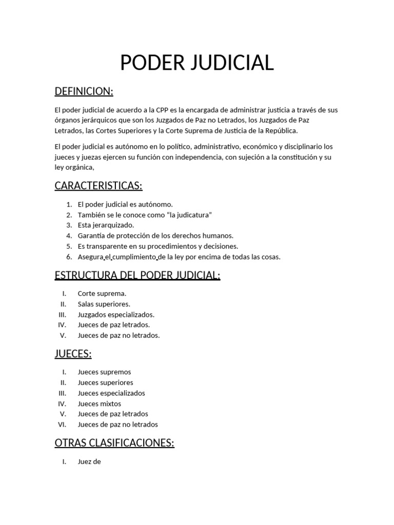 Definición y características del poder judicial | PDF