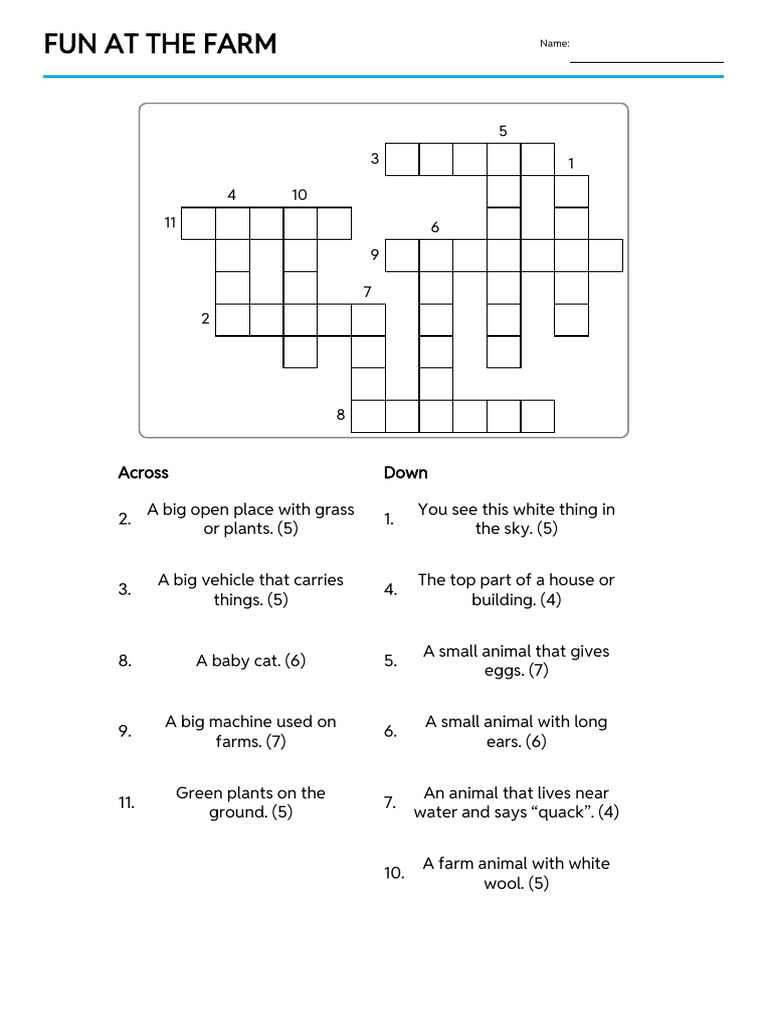 Fun at The Farm Crossword | PDF