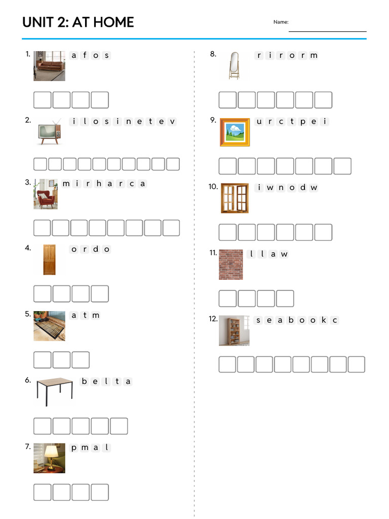 Unit 2 at Home Anagram | PDF