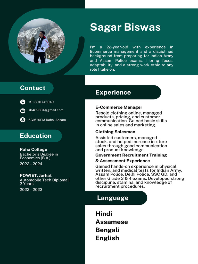 E-Commerce Manager Resume - Sagar Biswas | PDF