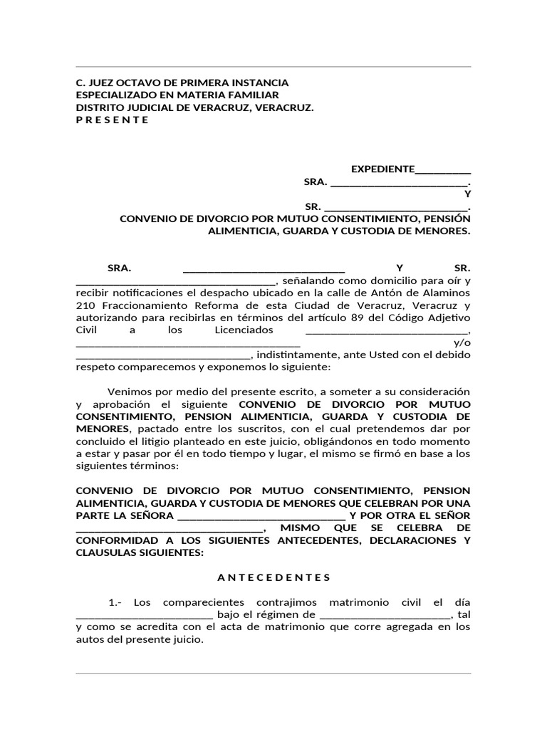 Convenio de Divorcio 2 | PDF | Divorcio | Matrimonio