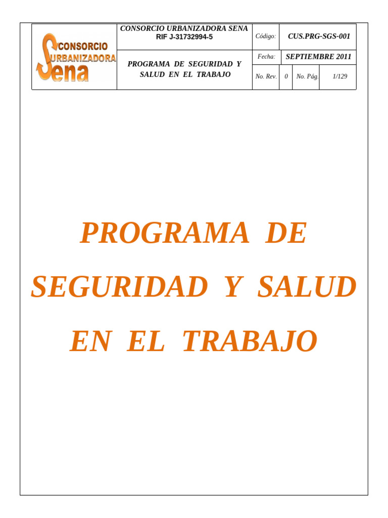 Programa de Seguridad y Salud en El Trabajo Sena | PDF | Seguridad y ...