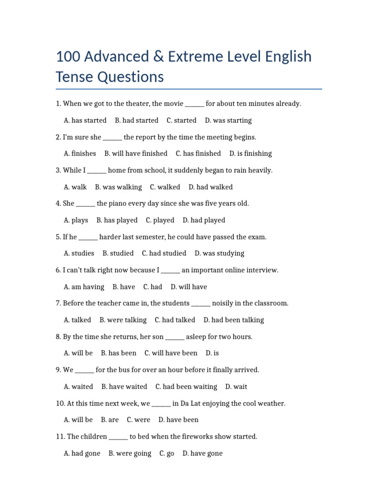 Advanced English Tense Questions | PDF | Chess Openings | Chess