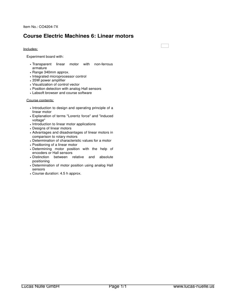 2108 E Course Electric Machines 6 Linear Motors | PDF