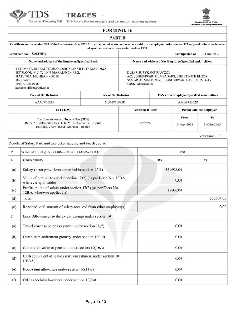 Form 16 1 - Compressed | PDF