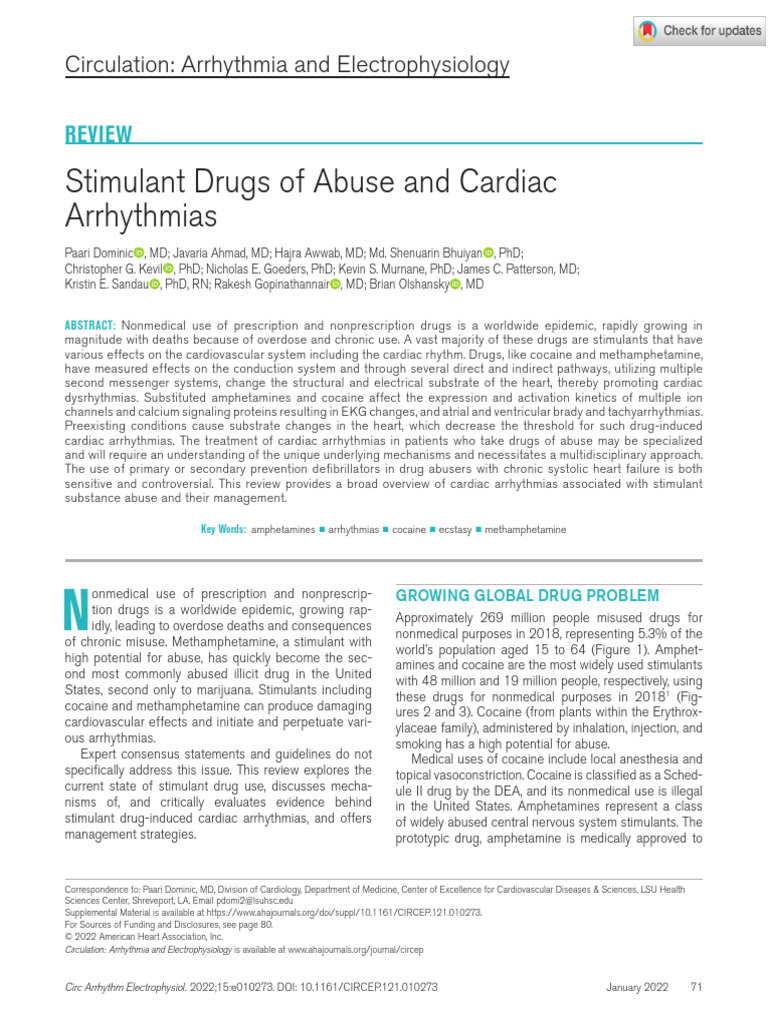 Stimulant Drugs and Cardiac Arrhythmias | PDF | Physiology | Medical ...