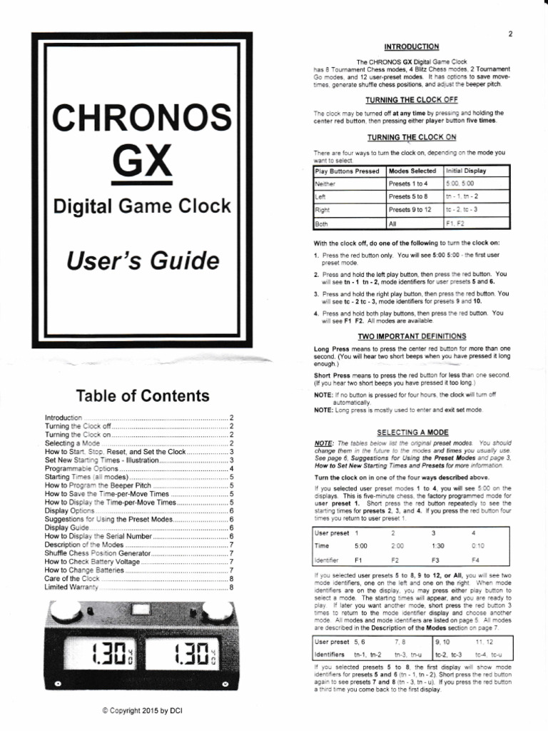 Chronos GX Digital Clock | PDF | Sports | Gaming