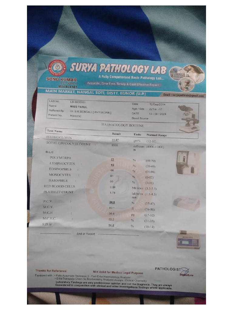 Blood Report | PDF