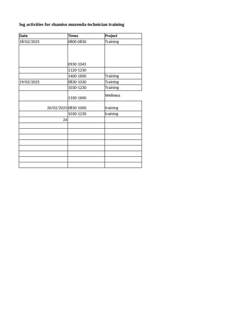Save As Shamiso Muzenda-Feb Job Activity | PDF