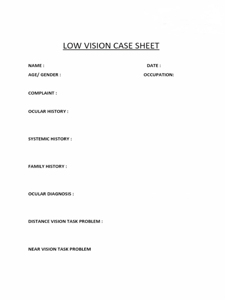 Low Vision Case Sheet | PDF