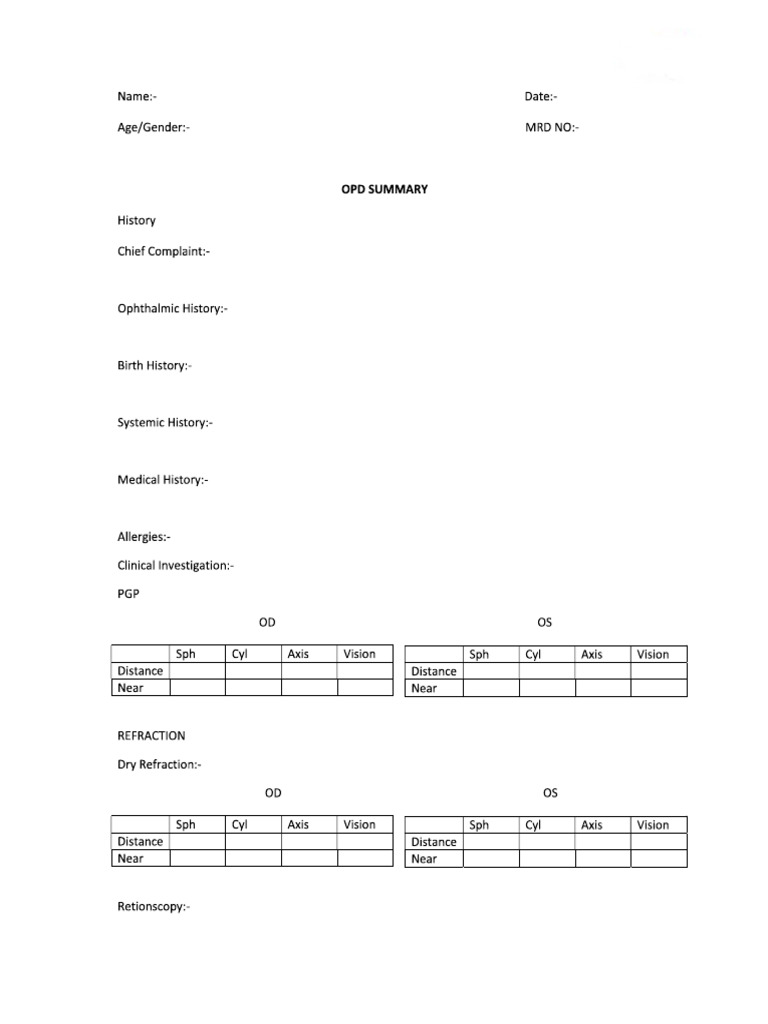 OPD Case Sheet | PDF