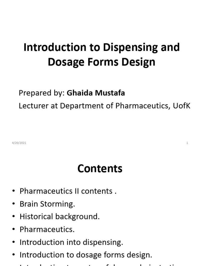 1 Introduction To Dispensing 1 Introduction To Dispensing' With | PDF ...