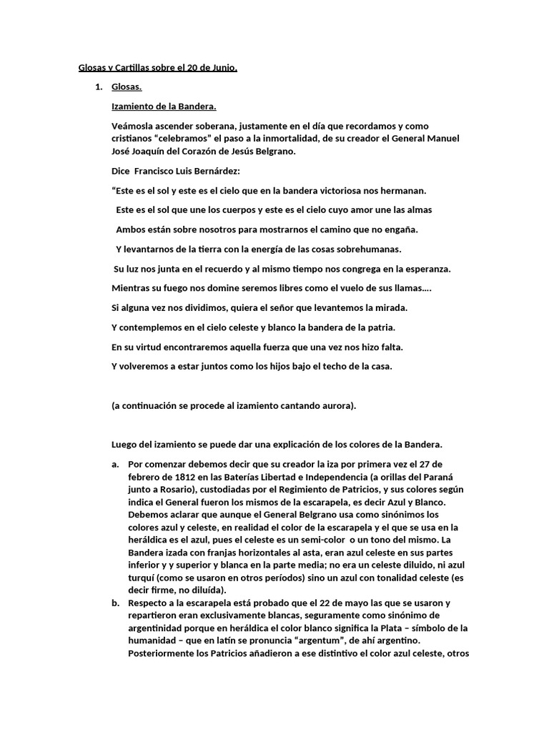 Glosas y Cartillas Sobre El 20 de Junio | PDF | Azul