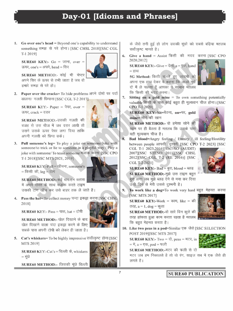 Study Material - Topic-Idioms and Phrases - Day-1 (DIOMS AND | PDF