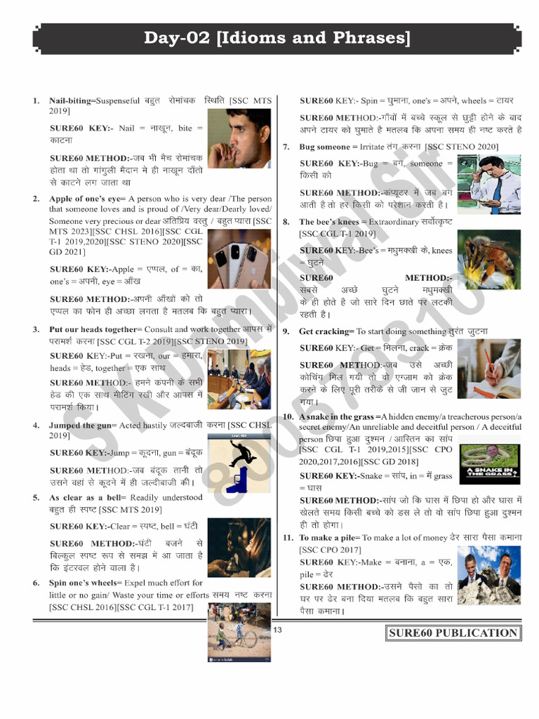 Study Material - Topic-Idioms and Phrases - Day-2 (DIOMS AND | PDF