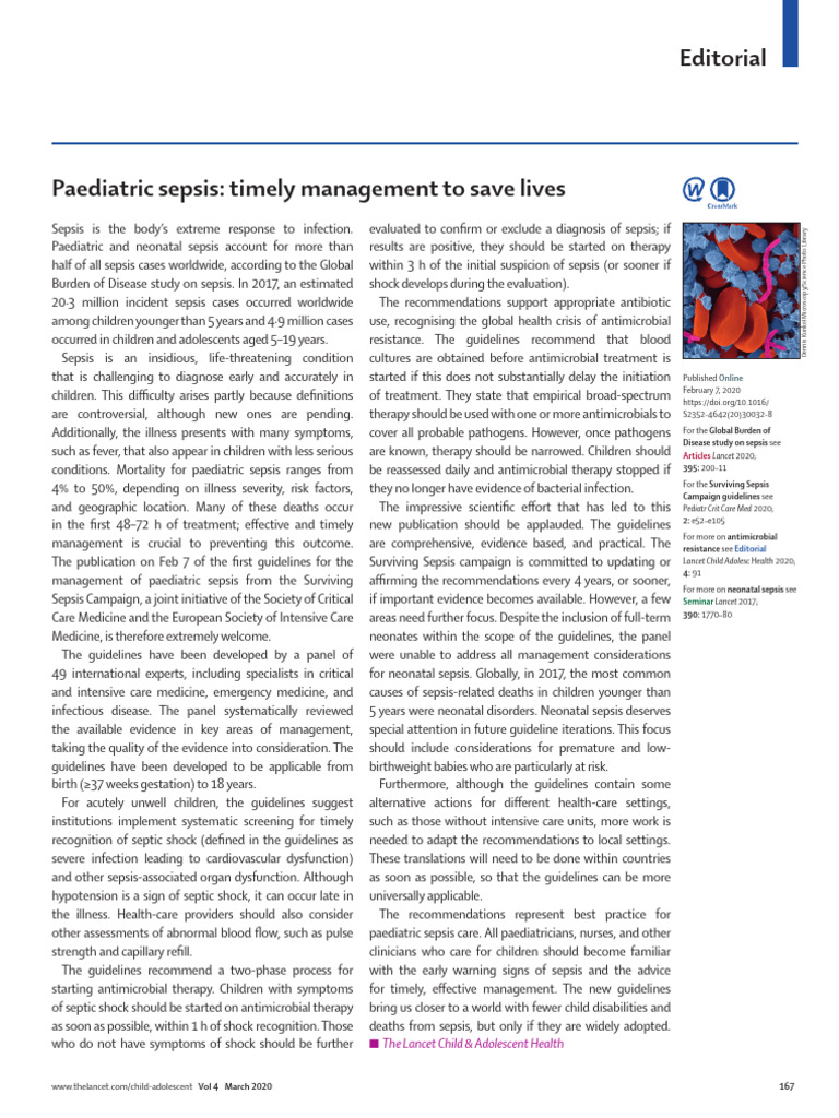 Paediatric Sepsis Timely Management To Save Lives | PDF | Sepsis ...