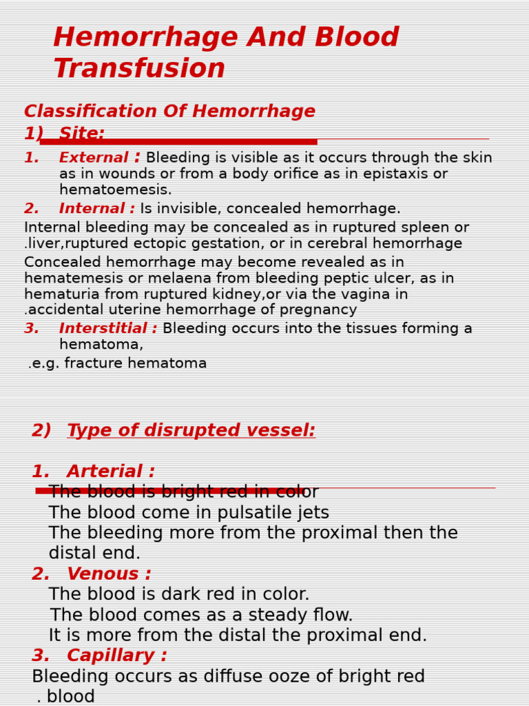 General Surgery - Hemorrhage and Blood Transfusion | PDF | Bleeding ...