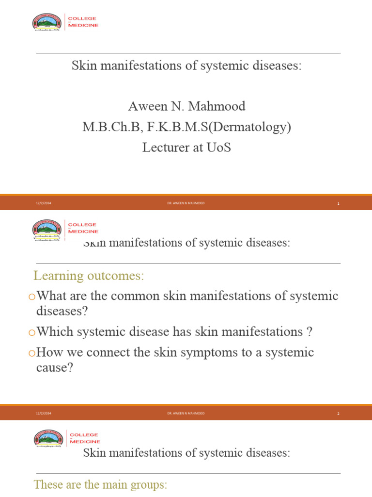 L5 Skin Manifestations of Systemic Diseases (Derma) | PDF | Rheumatoid Arthritis | Human ...