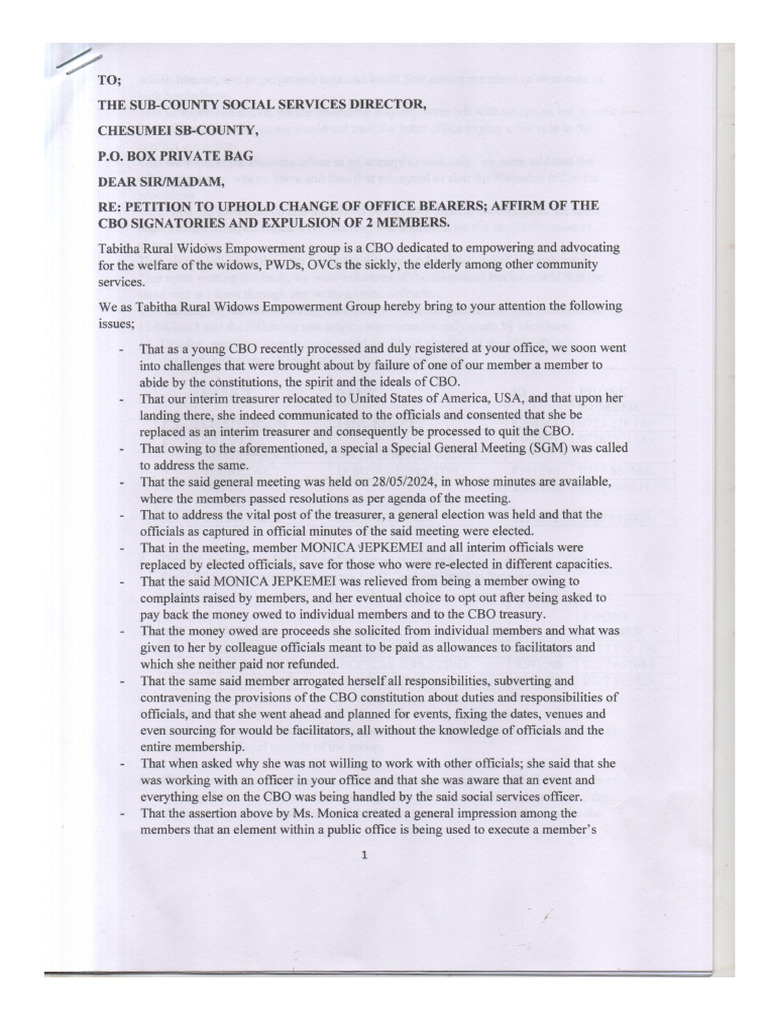 Tabitha Cbo Petition-2 | PDF