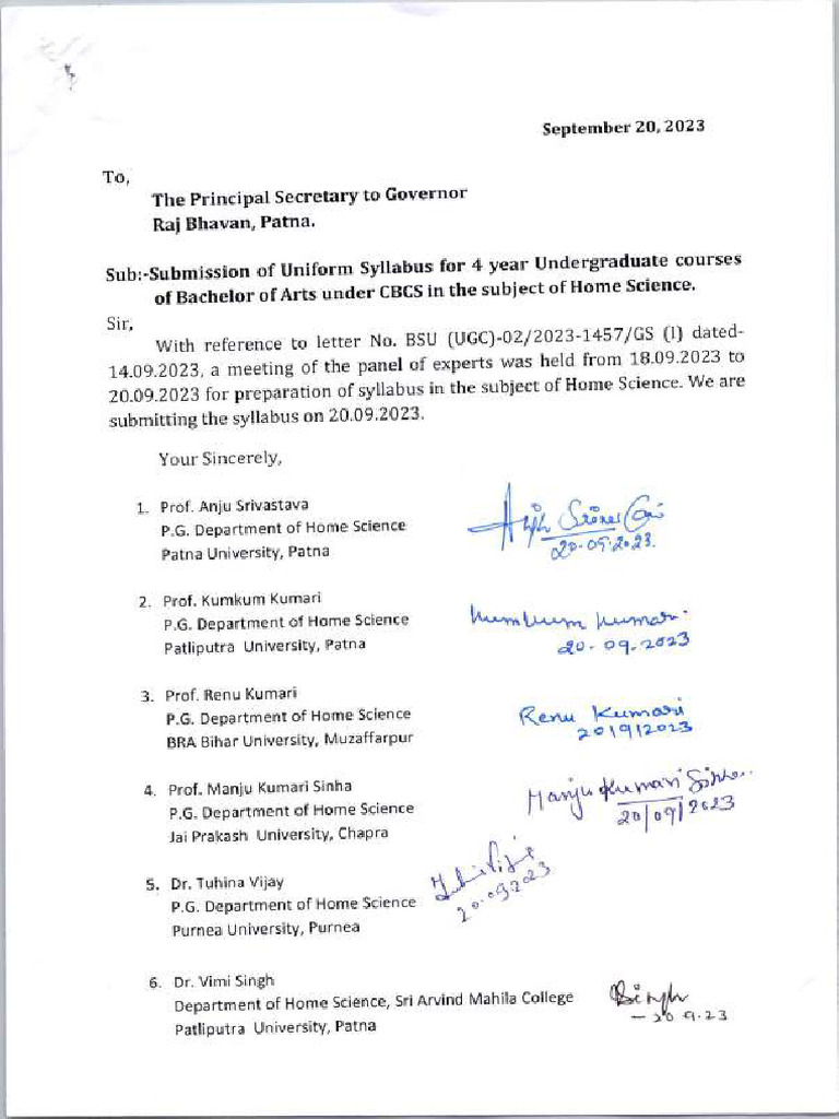 Cbcs Syllabus of Home Science | PDF