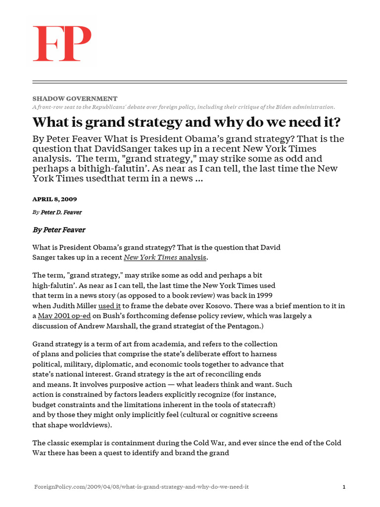 4.7 What Is Grand Strategy and Why Do We Need It | PDF | Grand Strategy ...