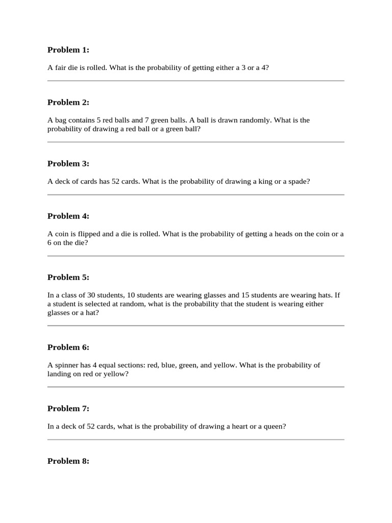 Probability Problems with Solutions | PDF