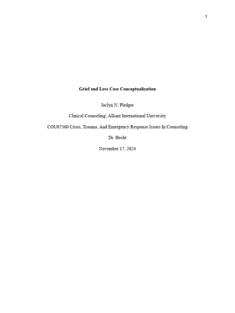 Grief and Loss Case Conceptualization | PDF | Psychological Trauma | Psychotherapy
