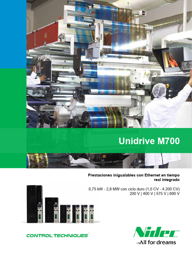 Unidrive m700 Brochure Es | PDF | Controlador lógico programable | Ingenieria Eléctrica