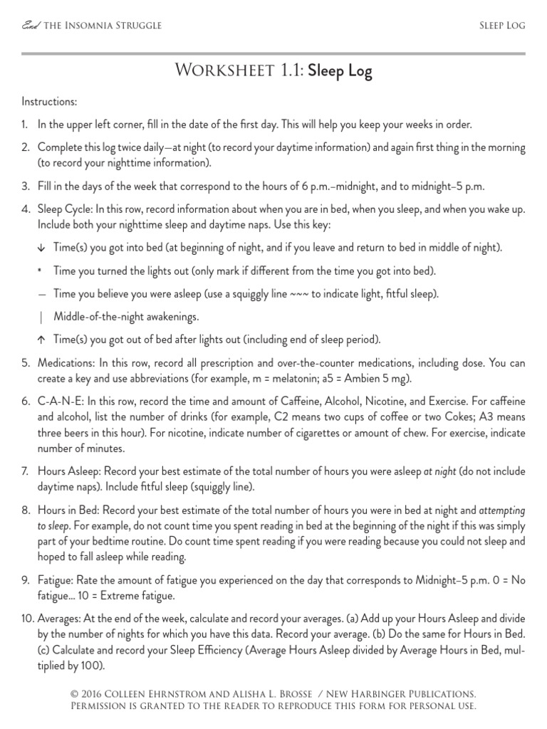 Worksheets EndTheInsomniaStruggle 1 2 | PDF | Sleep | Insomnia