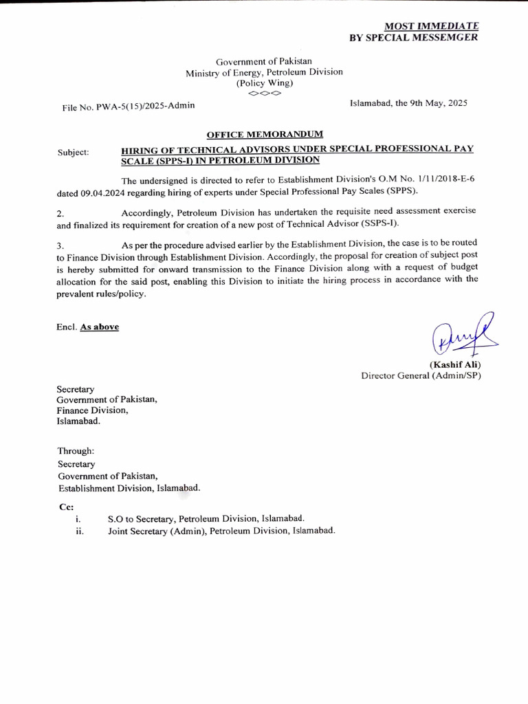 OM Submitted To ED For Creation of One Post and NAF | PDF | Government