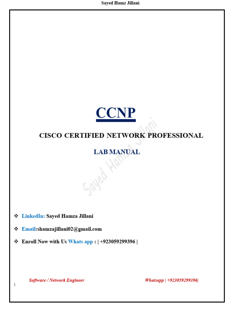 CCNP Cisco Certified Network Professional Labmanual | PDF