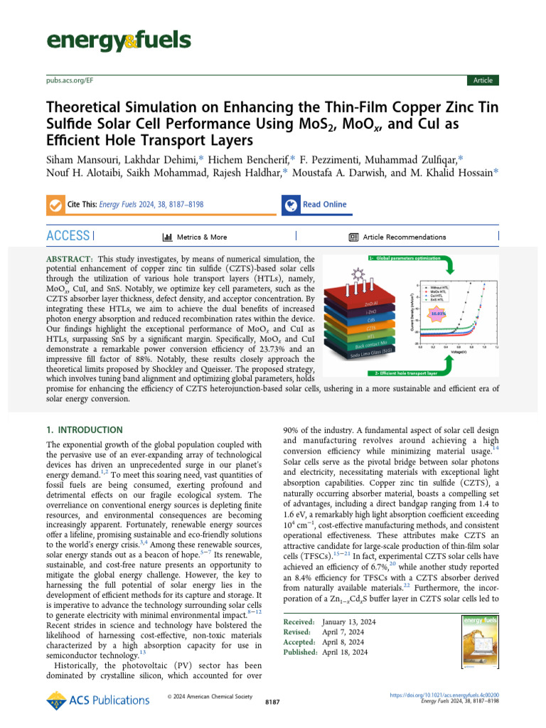 Paper Mansouri Et Al 2024 | PDF | Photovoltaics | Solar Cell