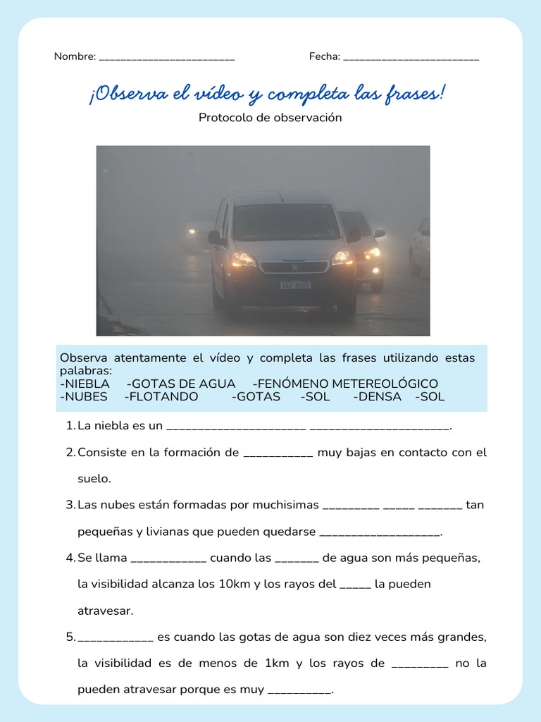 Ficha de Observación y Comprensión Lectora Sobre El Espacio y La ...