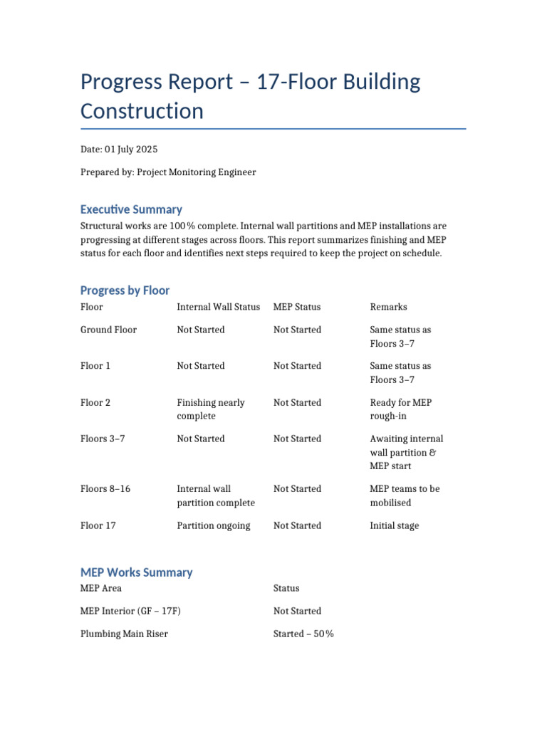 17-Floor Building Construction Update | PDF