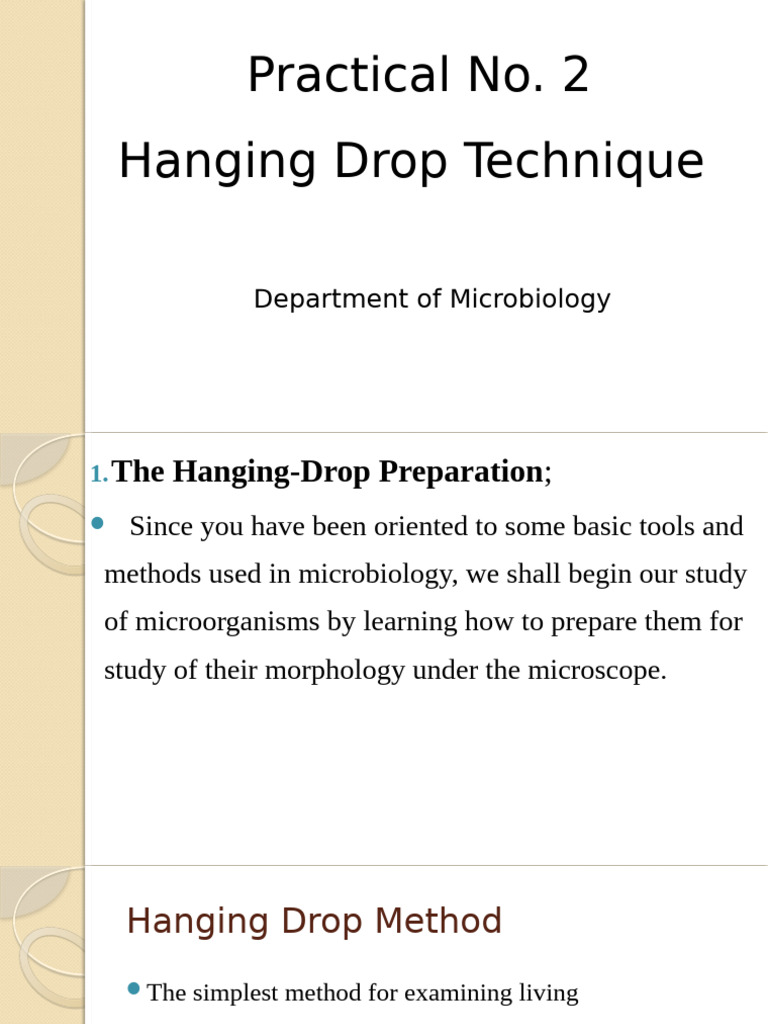 Motility by Hanging Drop Method | PDF | Applied And Interdisciplinary Physics | Microscopy