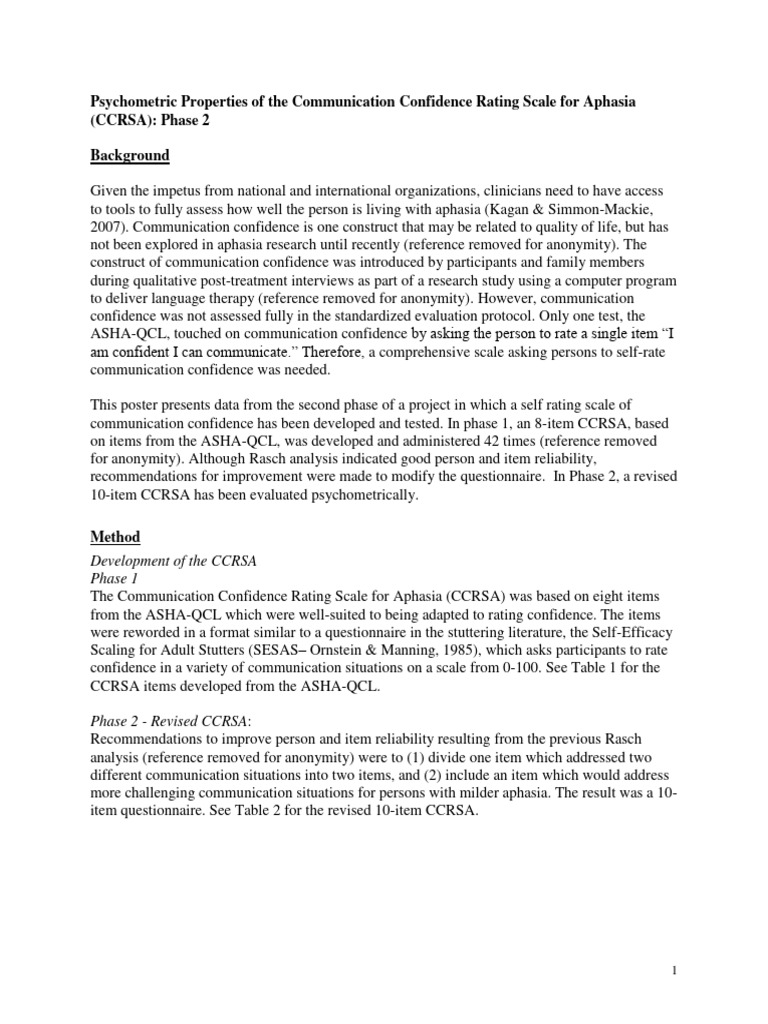 Psychometric Properties of The Communication Confidence 1vle4gl4nq ...