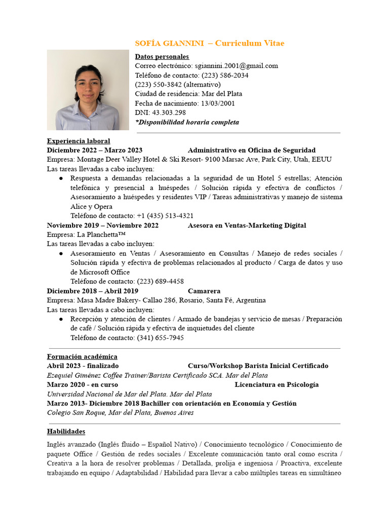 Currículum Vitae - Año 2023 | PDF | Informática