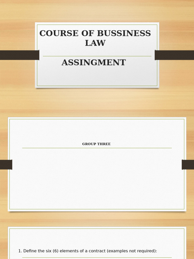 Course of Bussiness LAW Assingment | PDF