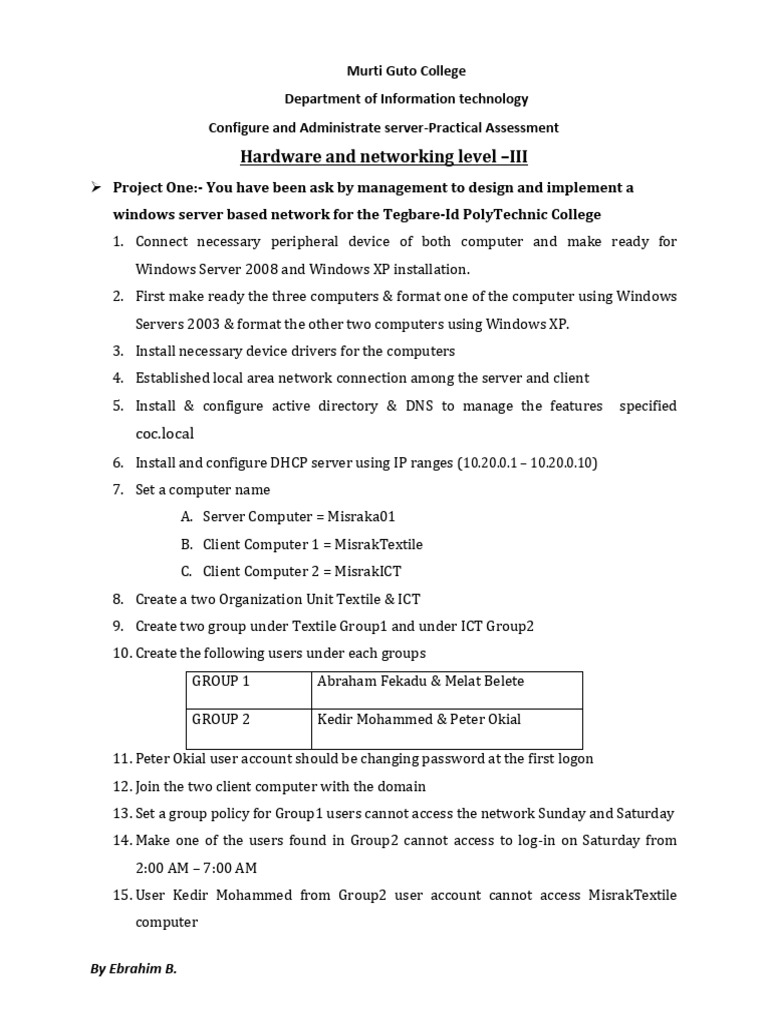 HNS Level III COC Practical Test | PDF | Computer Network | Internet