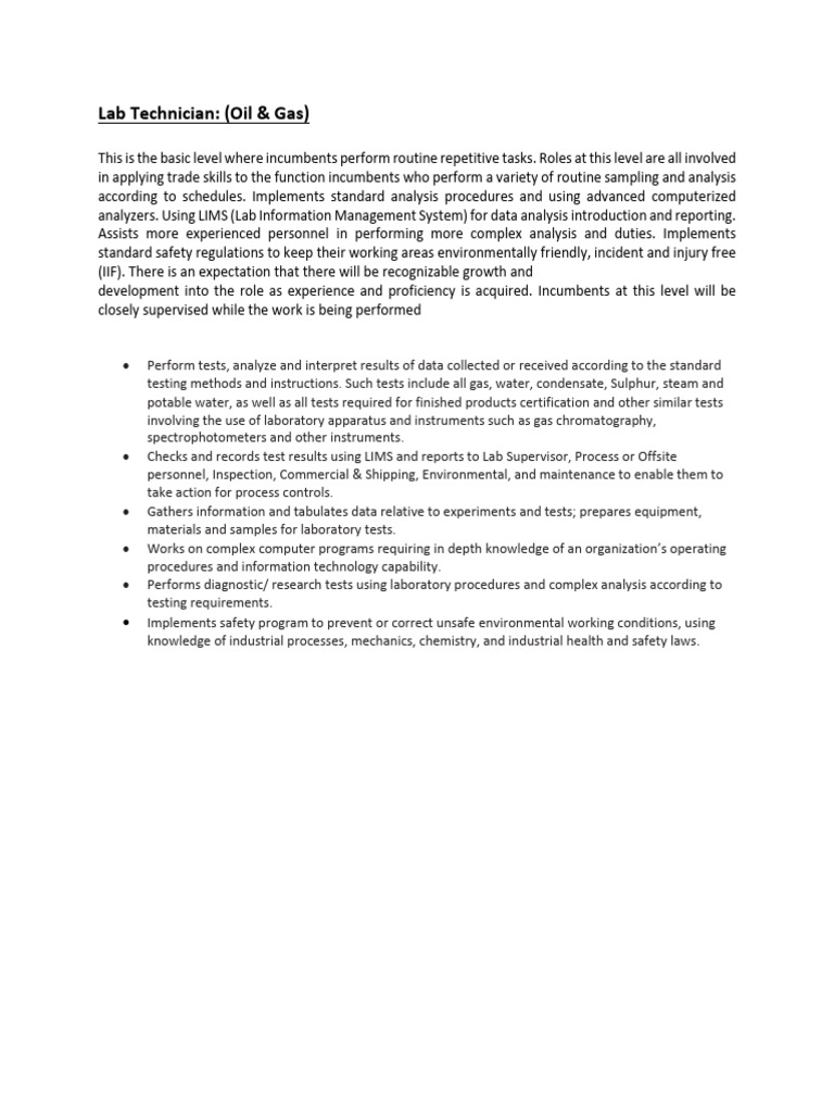 Lab Technician | PDF