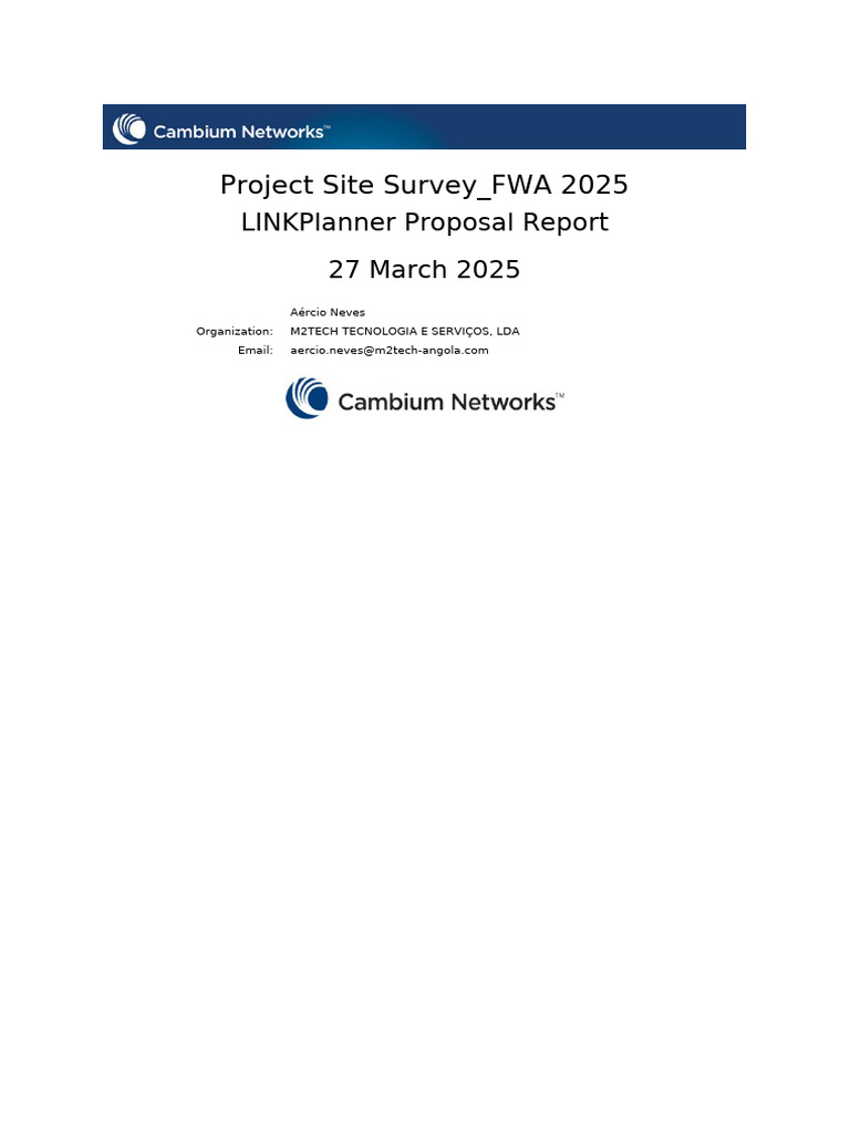 FWA 2025 Site Survey Proposal Report | PDF | Cable Television ...