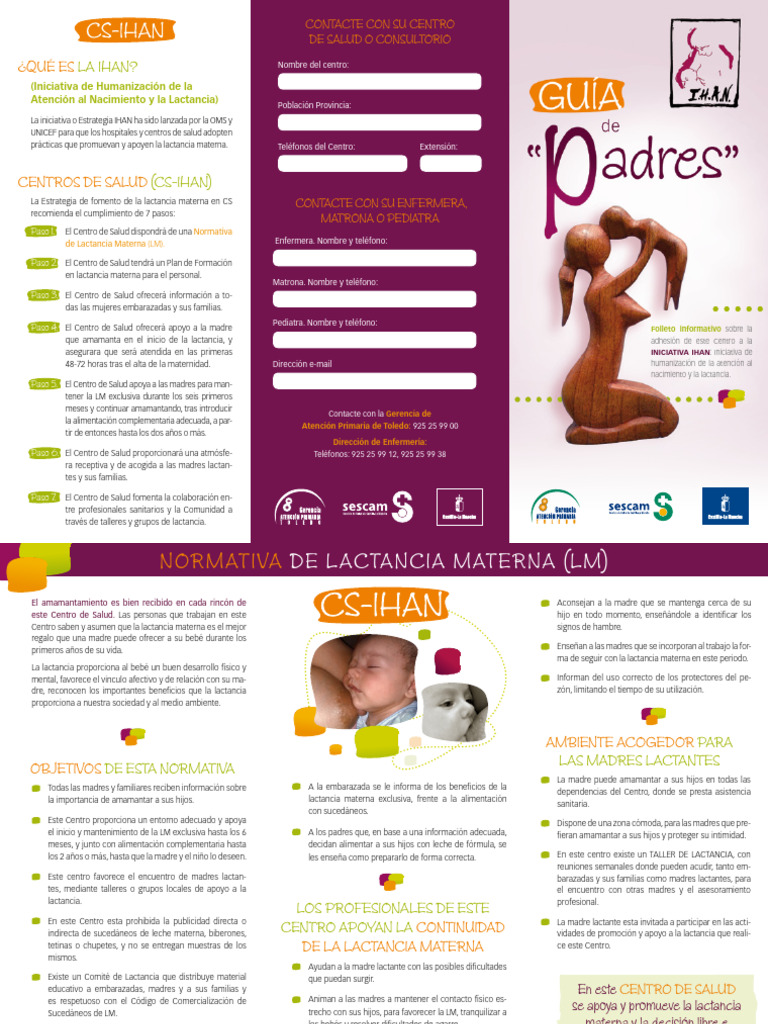 Triptico - GUIA PADRES - LACTANCIA - 2-1 | PDF | Amamantamiento | Etapas de la vida humana